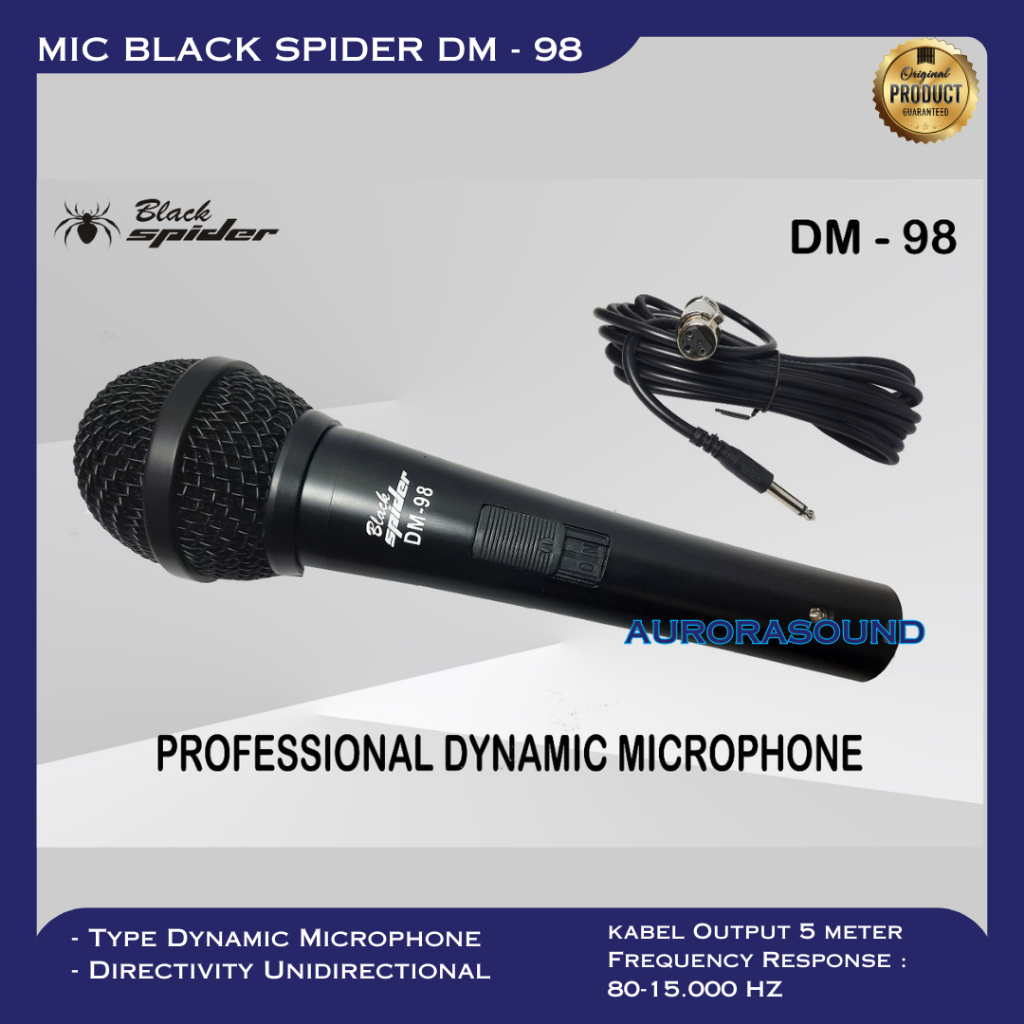Jual MIC BLACK SPIDER DM 98 PROFESSIONAL DYNAMIC MICROPHONE DM-98 HIGH ...