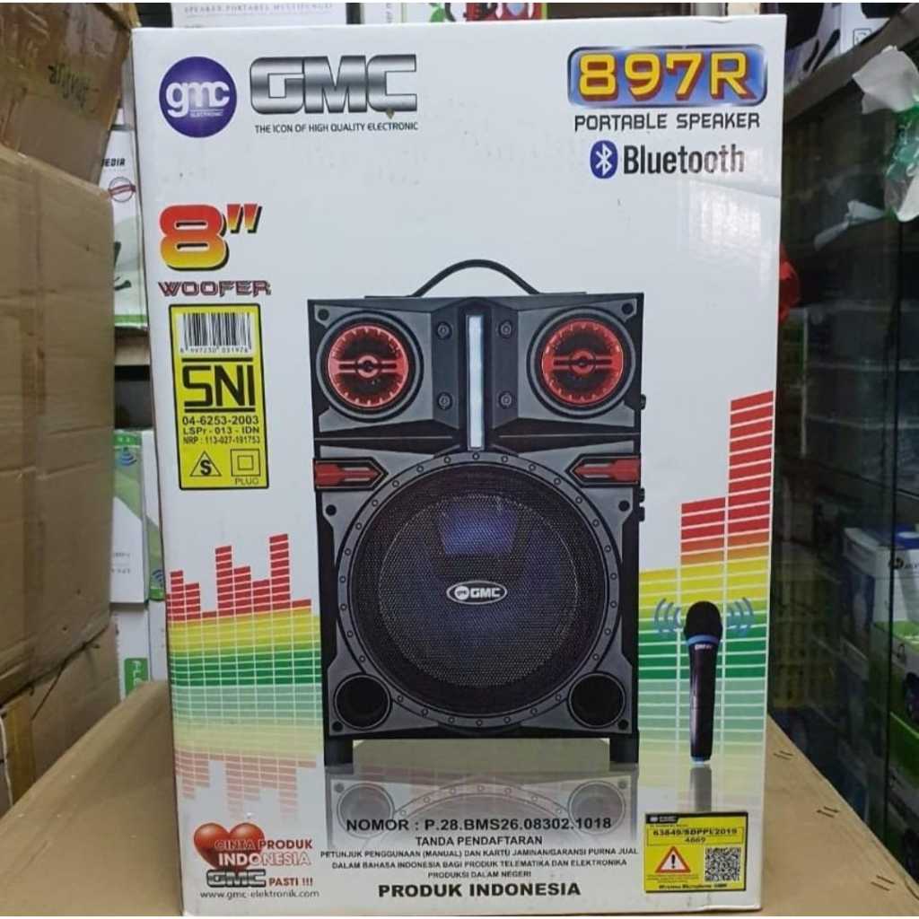 Jual Speaker GMC 897 R / 897R Bluetooth Ukuran 8 Inch + Gratis ...