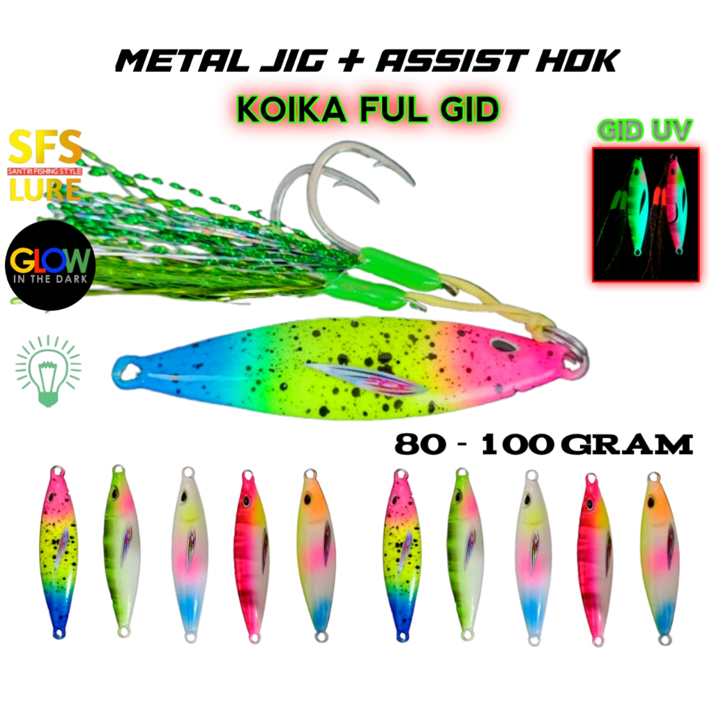 Jual Metal jig 1 set plus kail iseama 80gram 100gram metal jig ful gid metal jig plus assist hok ...