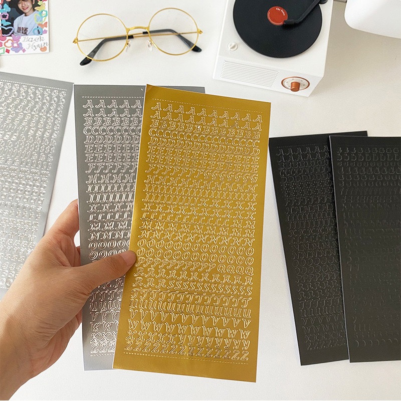 Jual 【MAPLESOL】Stiker Huruf PVC Angka Deco Alphabet Gold and Silver ...