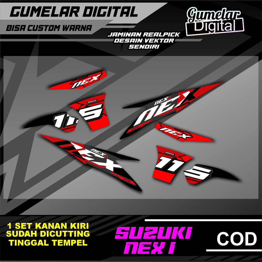Jual STRIPPING SIMPEL SUZUKI NEX 1 MALAYSIA 6 KEREN SUDAH DI CUTTING TINGGAL TEMPEL | Shopee ...