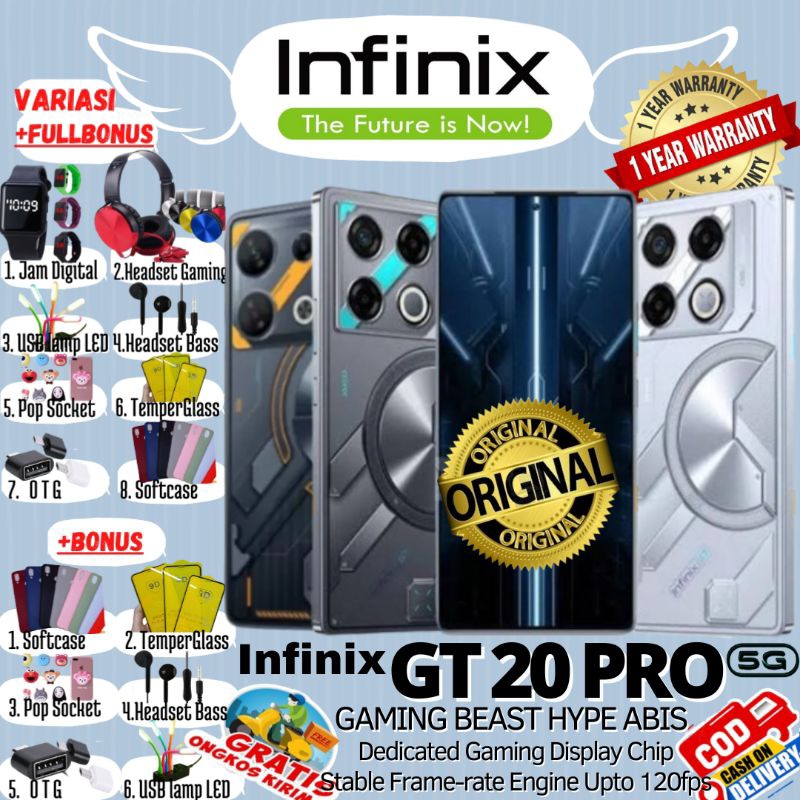 Jual INFINIX GT 20 PRO 5G BARU Ram 8/256GB - 12/256GB Storage Dimensity 8200 Ultra 100% ORI ...