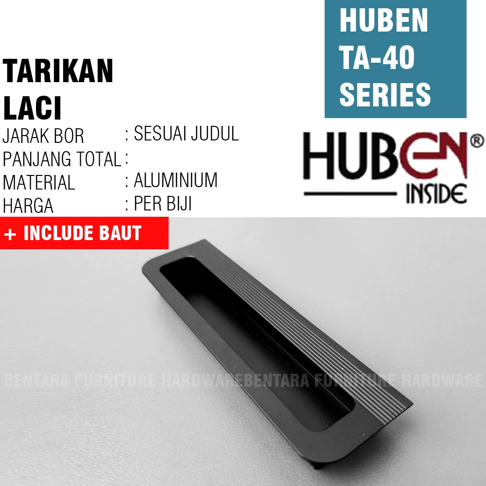 Jual HUBEN TA-40 96MM TARIKAN LACI TANAM MEJA LEMARI Gagang Pintu Handle Aluminium BLACK GOLD ...