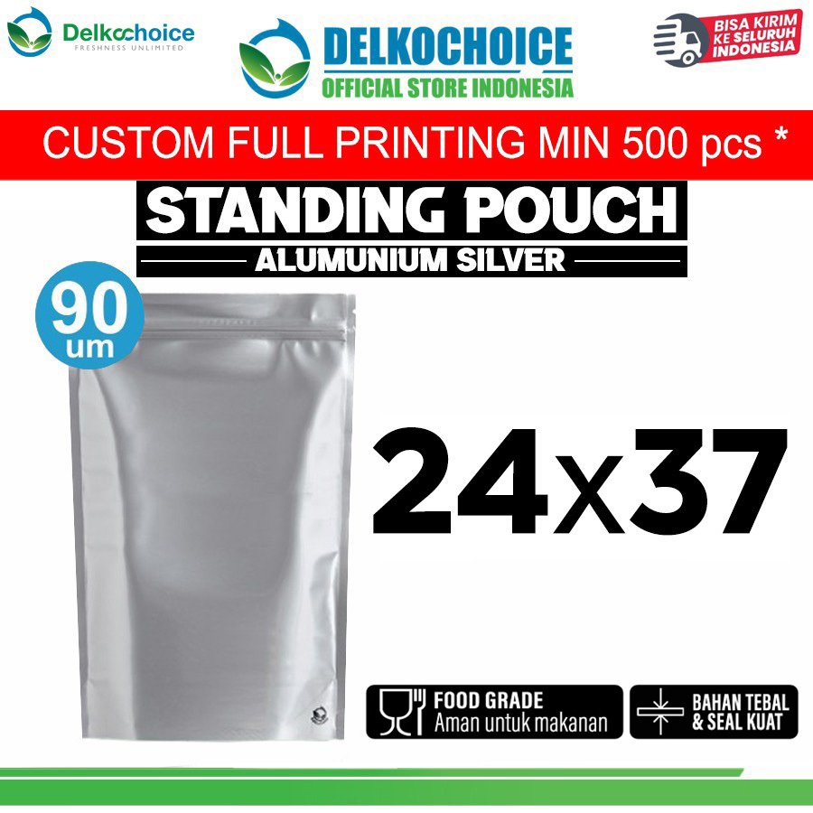 Jual Standing Pouch Silver Alu Foil Kemasan Makanan 24x37cm Delkochoice ...