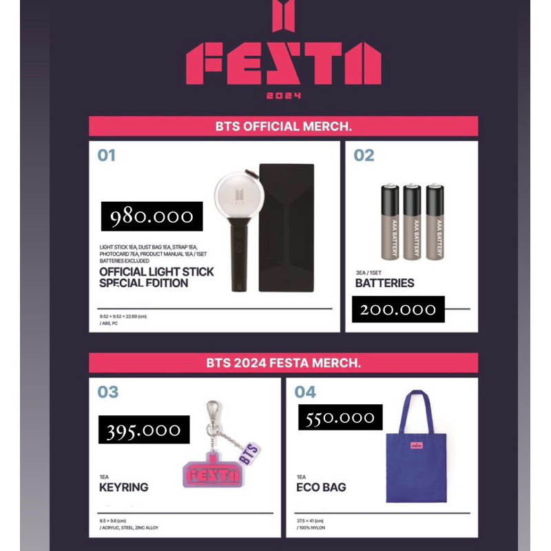 Jual (PO KOREA) BTS FESTA 2024 OFFICIAL MERCHANDISE (JIN EDITION ...