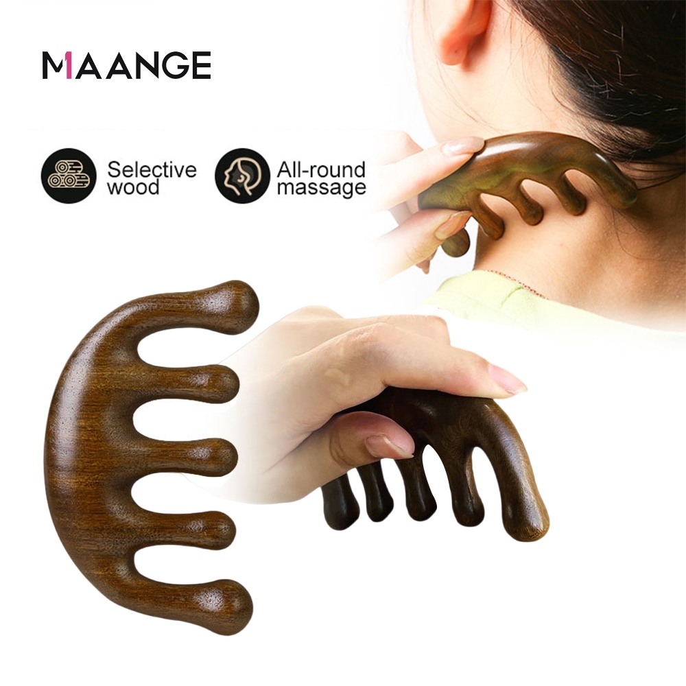 Jual MAANGE Sisir Pijat Kepala Alat Leher Massager Scraping Bahan Kayu ...