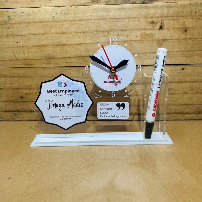 Jual Jam Duduk Custom Tempat Pensil 24 cm Bonus Box Kado dan Pita ...