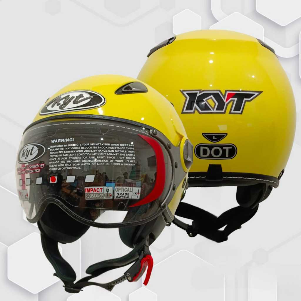 Jual HELM KYT ELSICO SOLID LEMON YELLOW HALF FACE KYT HELM HALF FACE ...