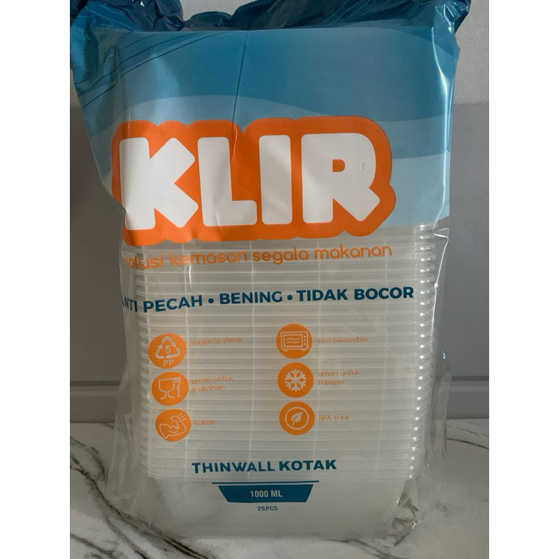Jual Klir solusi Kemasan segala Makanan Thinwall Kotak 1000 Ml Praktis ...