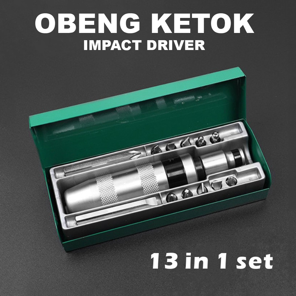Jual OBENG KETOK SET 13 PCS BESI IMPACT DRIVER SET STEEL 13 IN 1 ...
