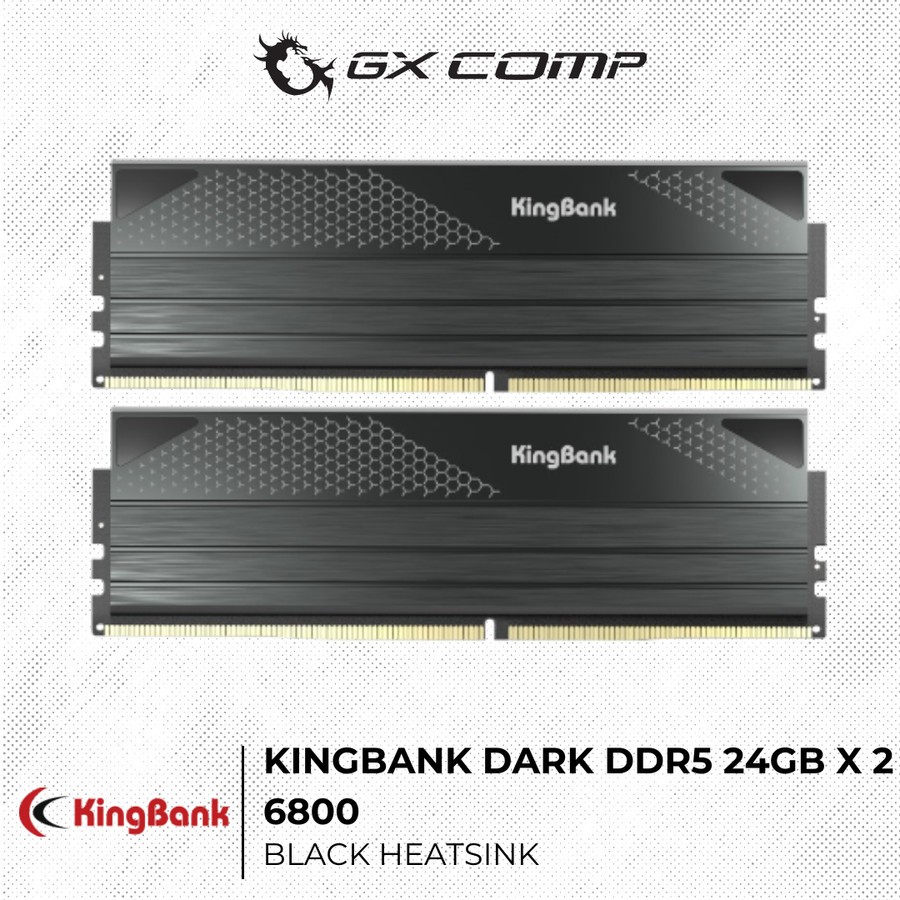 Jual KINGBANK Dark DDR5 24GB X 2 6800Mhz Black Heatsink / Memory Ram 48GB Kit PC 6800 | Shopee ...
