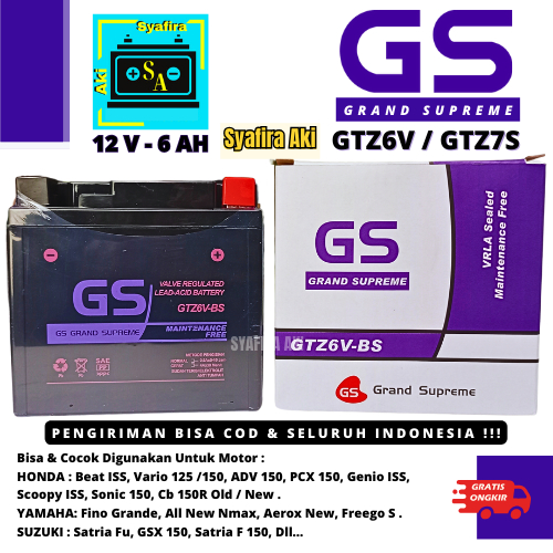 Jual AKI MOTOR SONIC, SUPRA GTR, CBR 150, ADV 150 GTZ6V GS MF | Shopee Indonesia