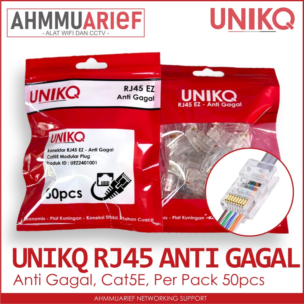 Jual KONEKTOR UTP RJ45 CONNECTOR RJ45 RJ 45 UTP EZ ANTI GAGAL CAT5E CAT ...