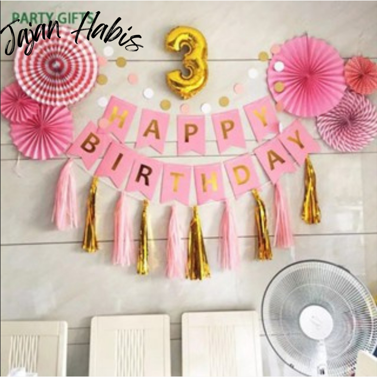 Jual JABIS Banner Happy Birthday Warna Warni Backdrop Pesta Bendera ...