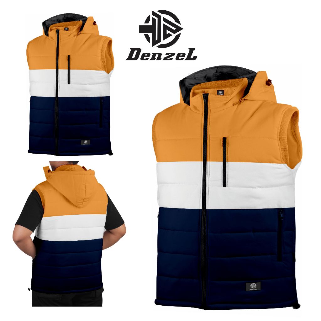 Jual DENZEL Rompi Pria DZ 034 Kuning Putih Navy - Jaket Rompi Pria ...