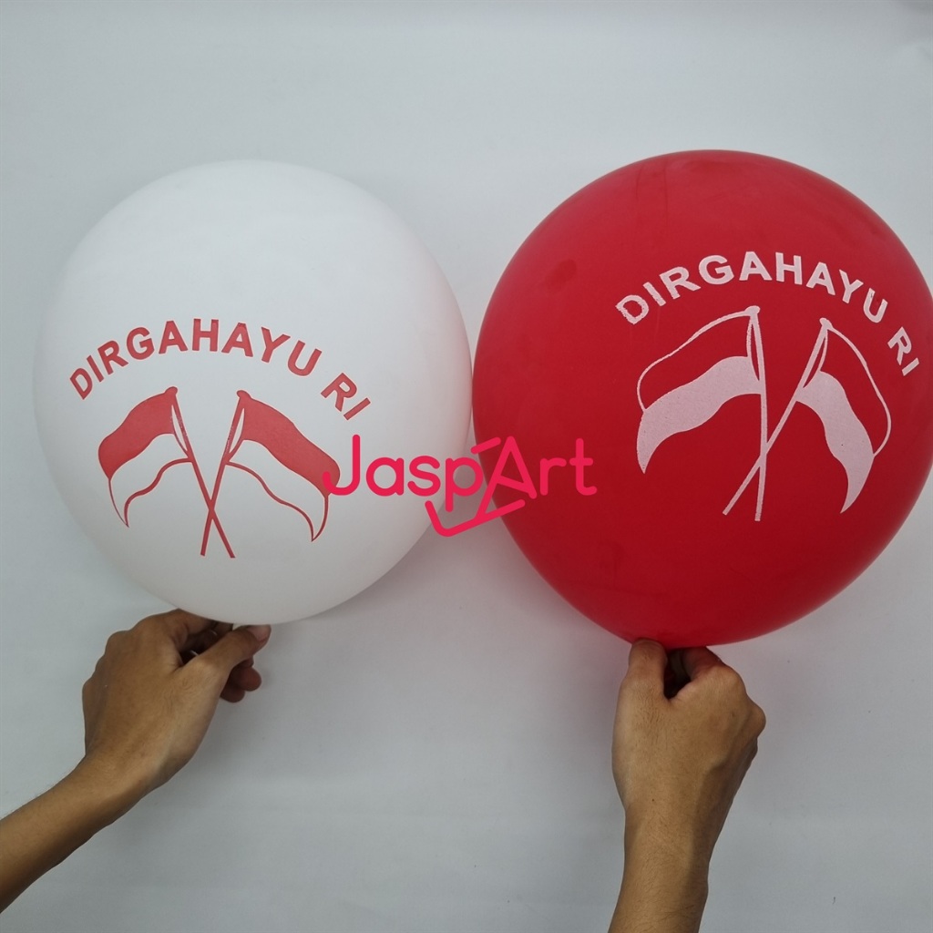 Jual Balon DIRGAHAYU RI / HUT RI merah putih LATEX balon latex merah ...