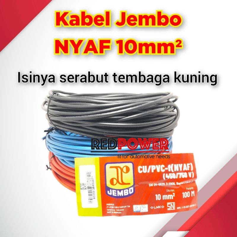 Jual Kabel serabut 10mm NYAF merk Jembo atau supreme dijual per meter | Shopee Indonesia