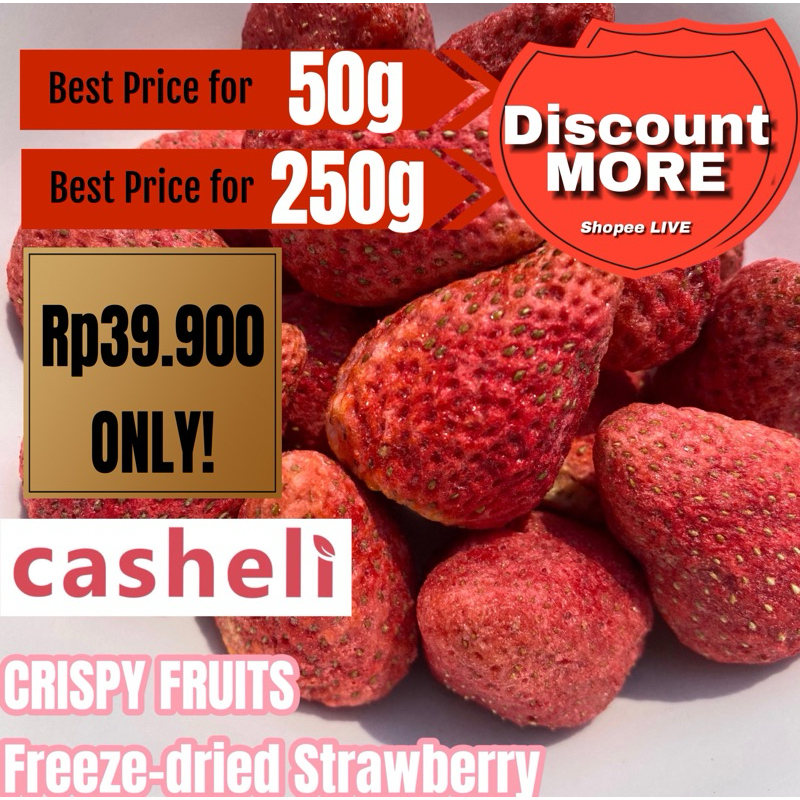 Jual casheli Strawberry Crispy 50g 250g Freeze Dried Strawberry Grade A | Shopee Indonesia