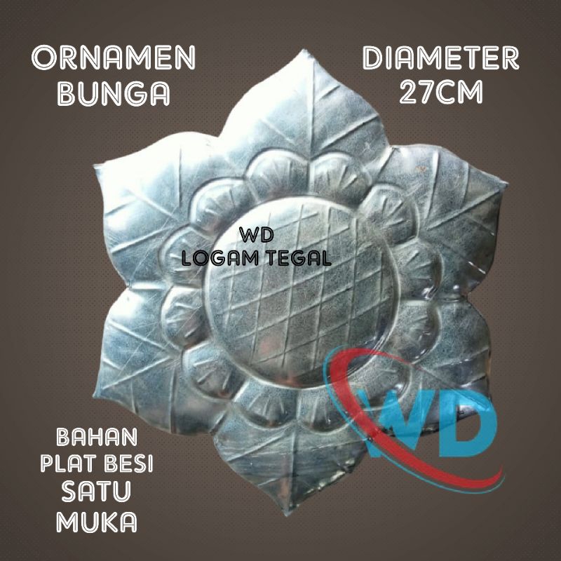 Jual ORNAMEN BUNGA KLASIK PLAT BESI 27cm SATU MUKA, AKSESORIS PAGAR ...