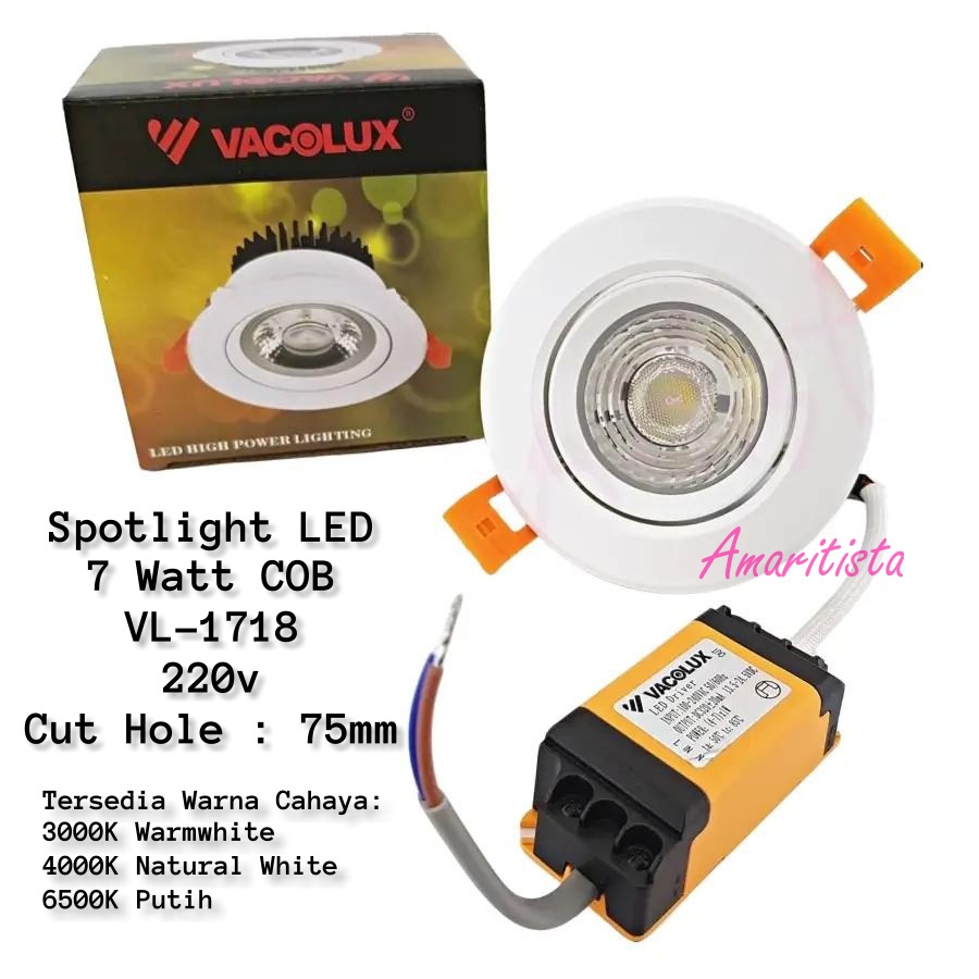 Jual Lampu Spotlight Recessed Downlight LED COB 7W 7watt 7 Watt VL-1718 ...