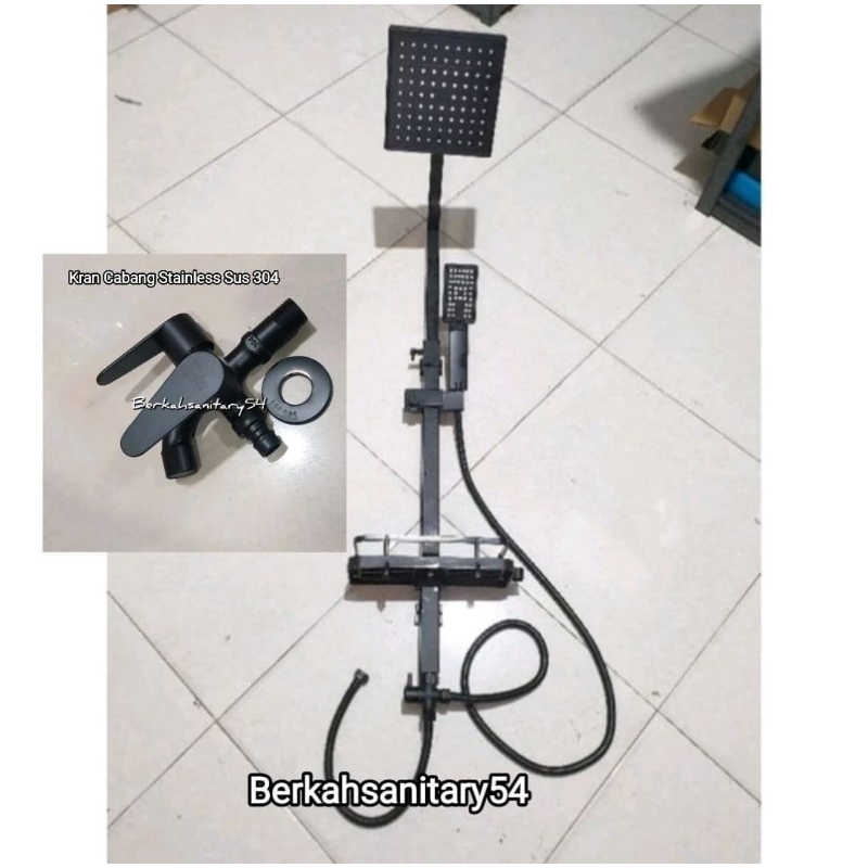 Jual Paket Komplit Shower Tiang Dingin Bano Hitam + Kran Cabang Hitam ...