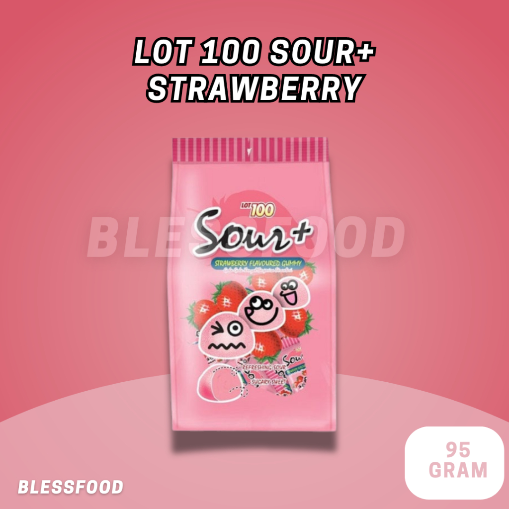 Jual Lot 100 Sour Gummy Candy Strawberry 95g [ Expired 2025 ] Import ...