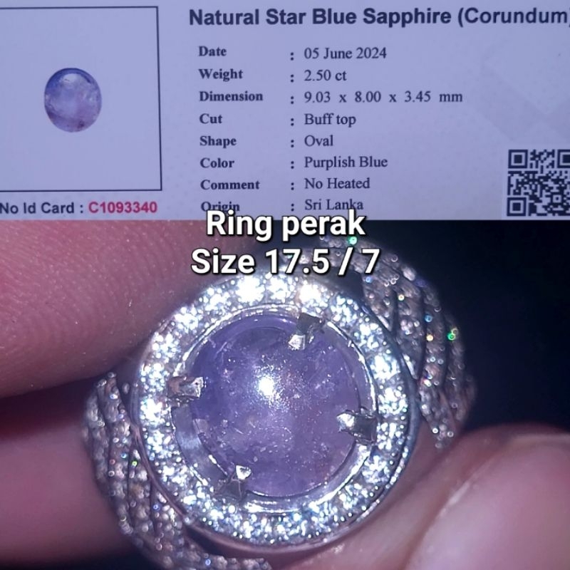 Jual Natural batu blue safir ceylon star srilanka sapphire no treatment ...
