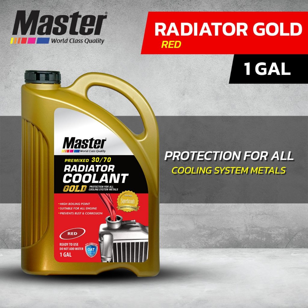 Jual Master Radiator Coolant Gold 30/70 OAT Red 1 Gal | Shopee Indonesia