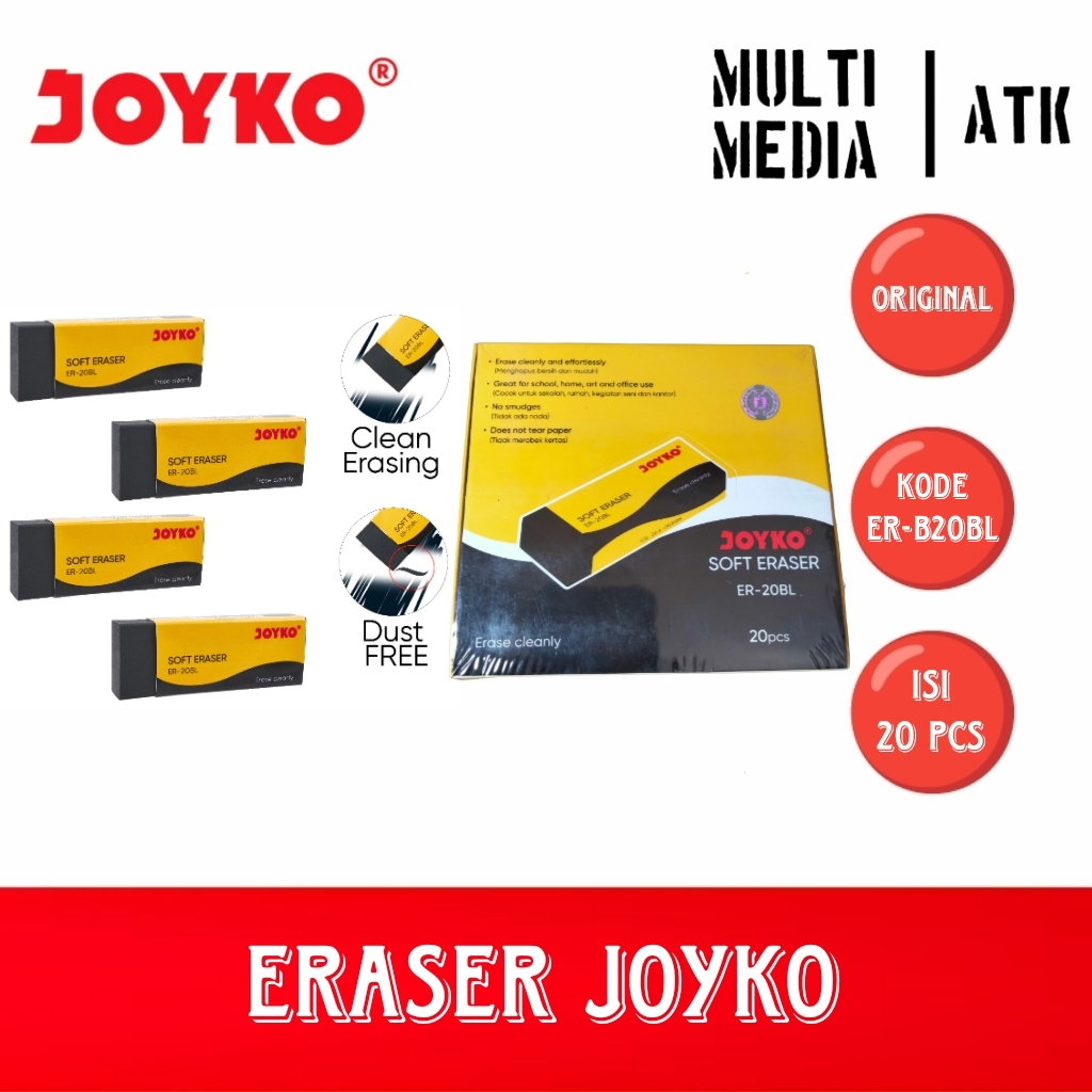 Jual STIP / ERASER / PENGHAPUS JOYKO ER-B20BL (ISI 20 PCS) | Shopee Indonesia