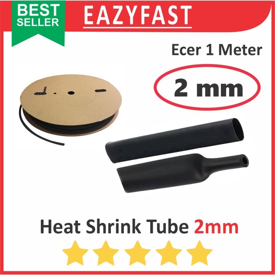 Jual HeatShrink Heat Shrink Cable Kabel Selongsong Bakar Susut 2mm 1 ...