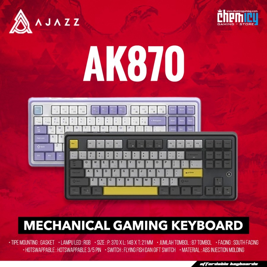Jual Ajazz AK870 / AK 870 TKL RGB Triple Mode Mechanical Gaming ...