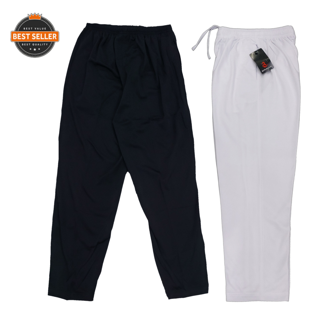 Jual Celana Training Polos Hitam & Putih Track Pants Gym Pria Wanita ...