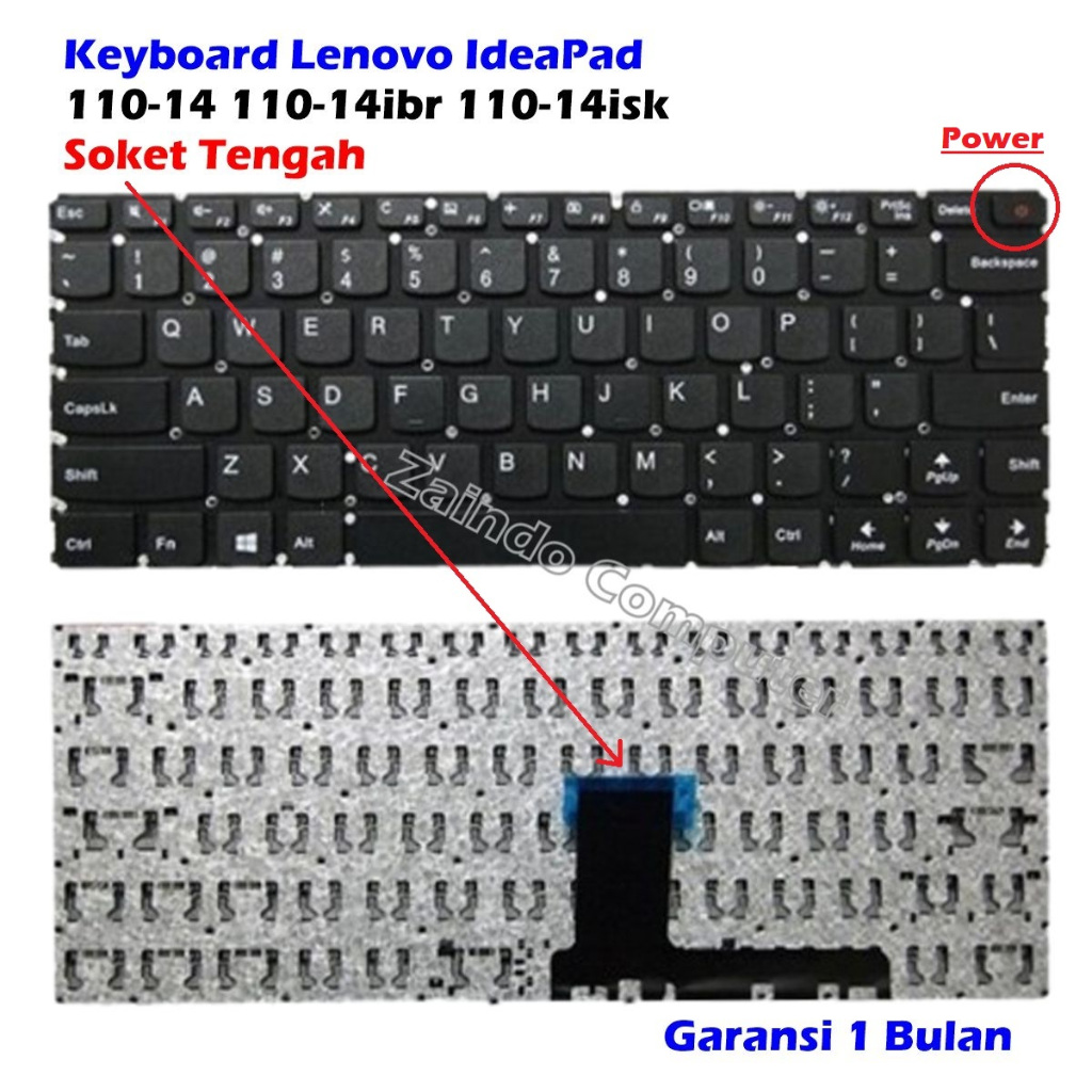 Jual KEYBOARD LENOVO IDEAPAD 110-14 110-14IBR 110-14ISK SOKET TENGAH ...