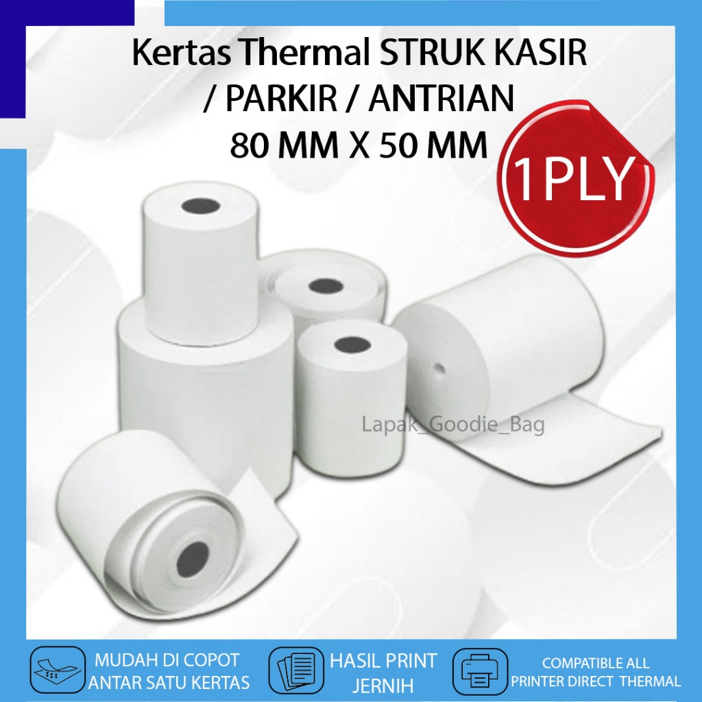 Jual Kertas Thermal Struk Nota Kasir Belanja 80 X 50 1 PLY LABEL HVS ...
