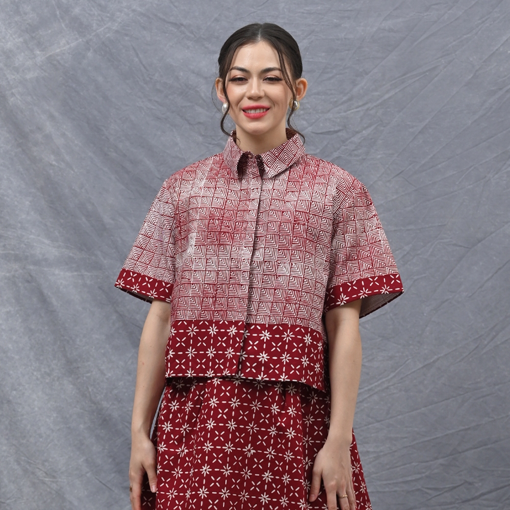 Jual NONA RARA - Milly Garut Red T2944, Baju kerja blouse batik wanita ...