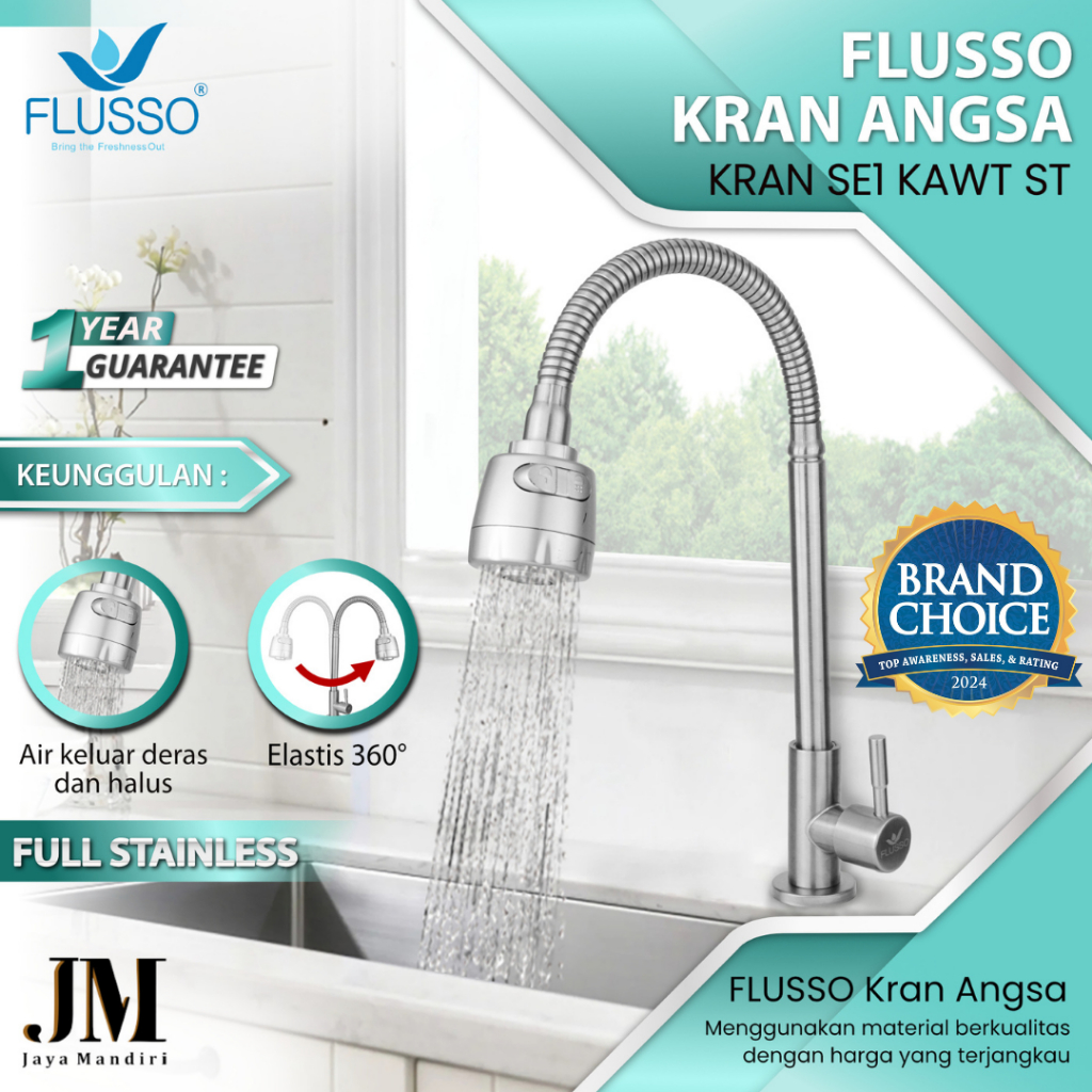 Jual Flusso Kran Angsa Flexible Sink Stainless Steel SUS 304 Ada Tombol ...