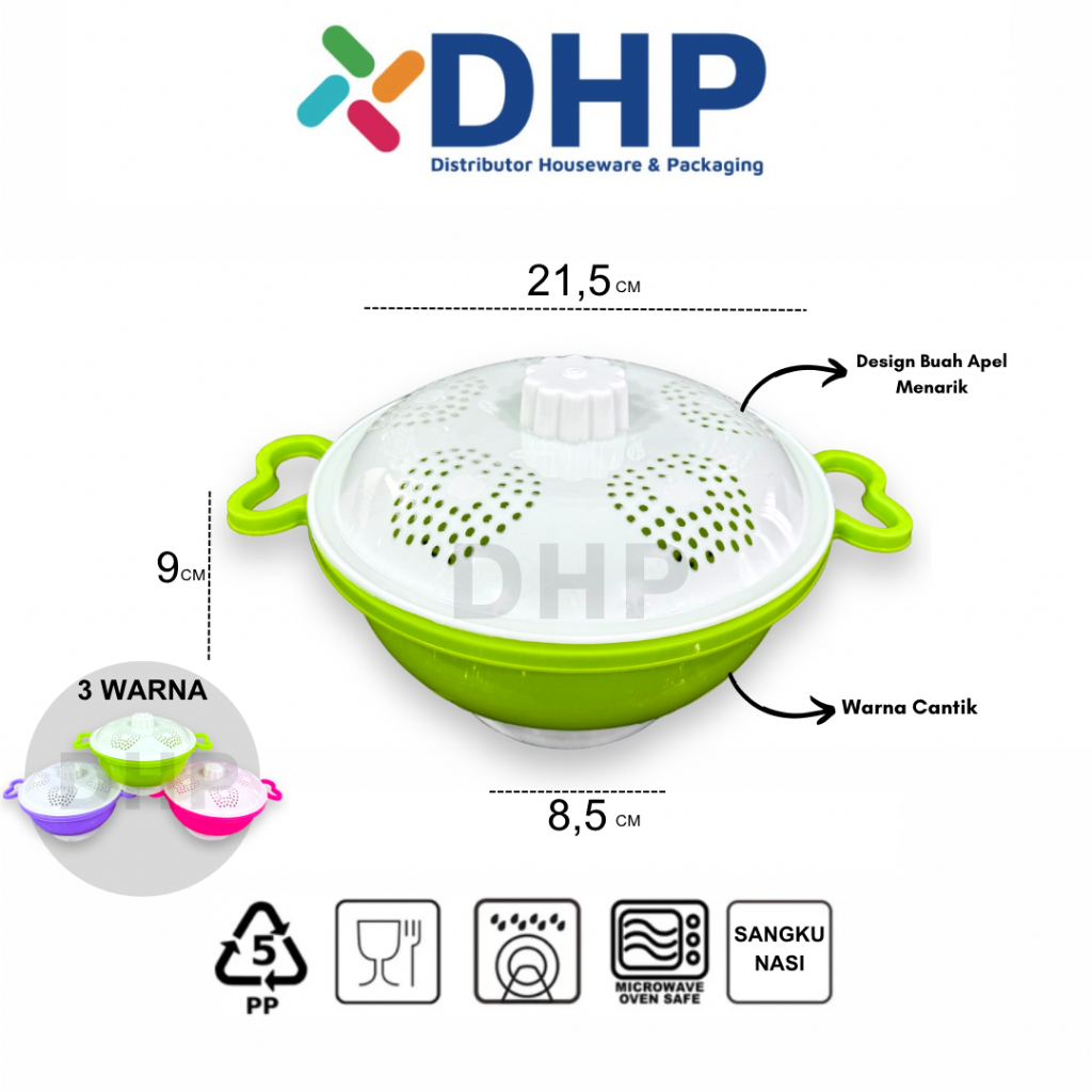 Jual Sangku Nasi (D=21.5cm) Tempat Nasi Mangkok Nasi dengan Tutup Bahan Plastik Food Grade BPA ...