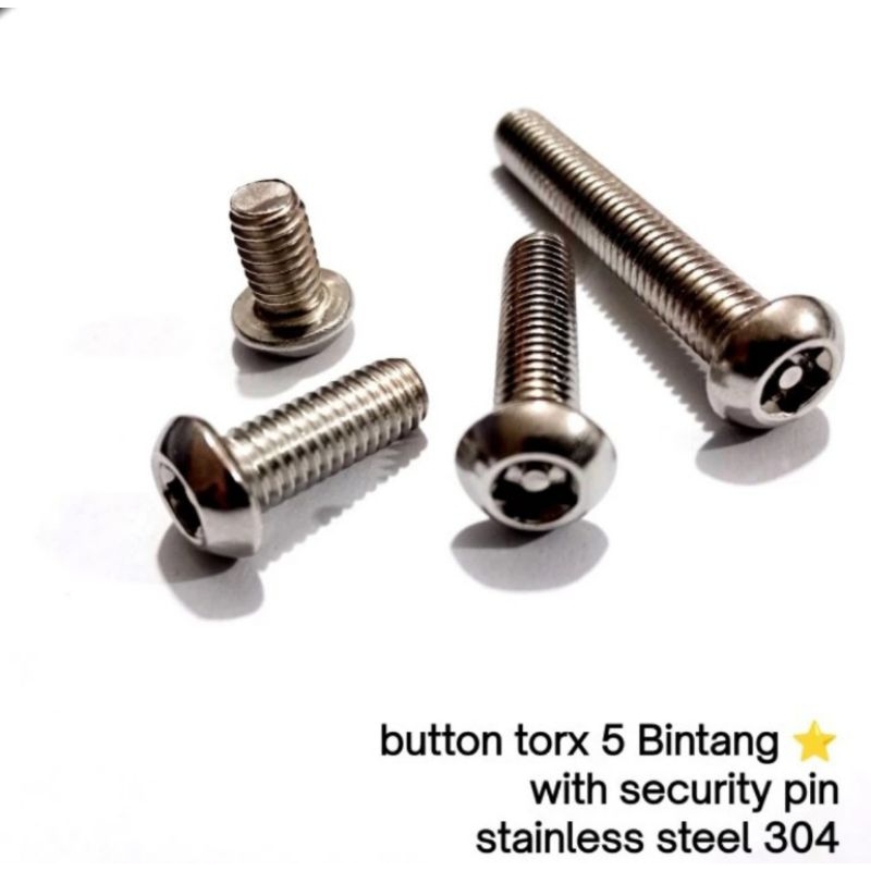 Jual (5pcs) Button 5 bintang M6 x 10 / M6 x 12 / M6 x 16 / M6 x 20 / M6 x 25 / M6 x 30 / M6 x 40 ...