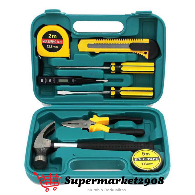 Jual ( HIJAU ) Alat Tukang Perkakas Repairing Tool Set 9 in 1 Servis ...