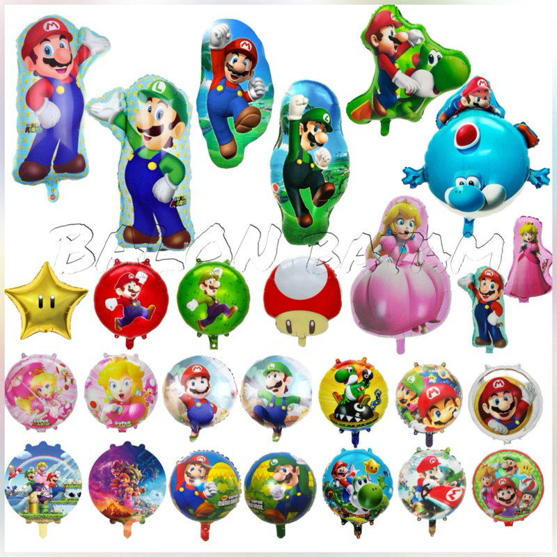 Jual Balon Foil Karakter Super Mario bros Luigi princess peach yoshi ...