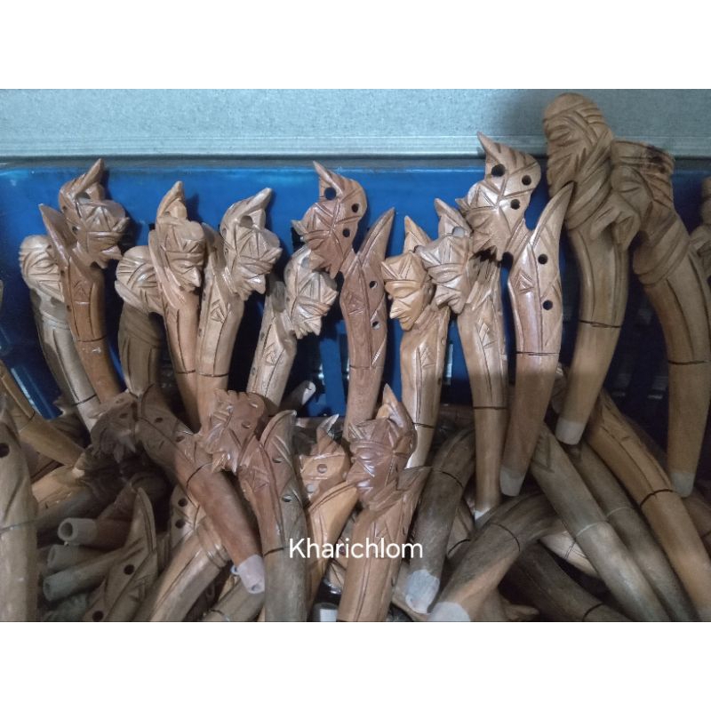 Jual Pahul/gagang/ joran pancing kayu ukiran motif wayang golek cocok ...