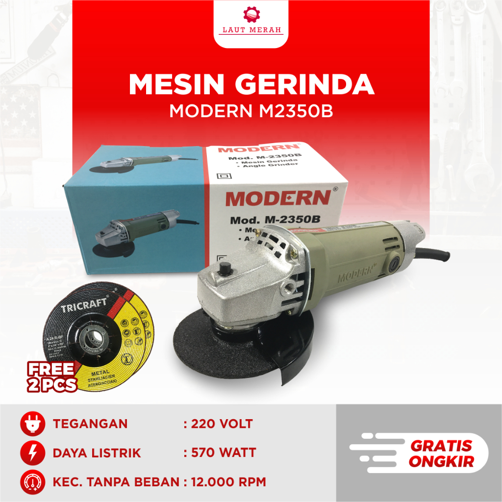Jual Mesin Gerinda Modern M-2350B PAKET FREE 2pcs Batu Poles Tricraft ...