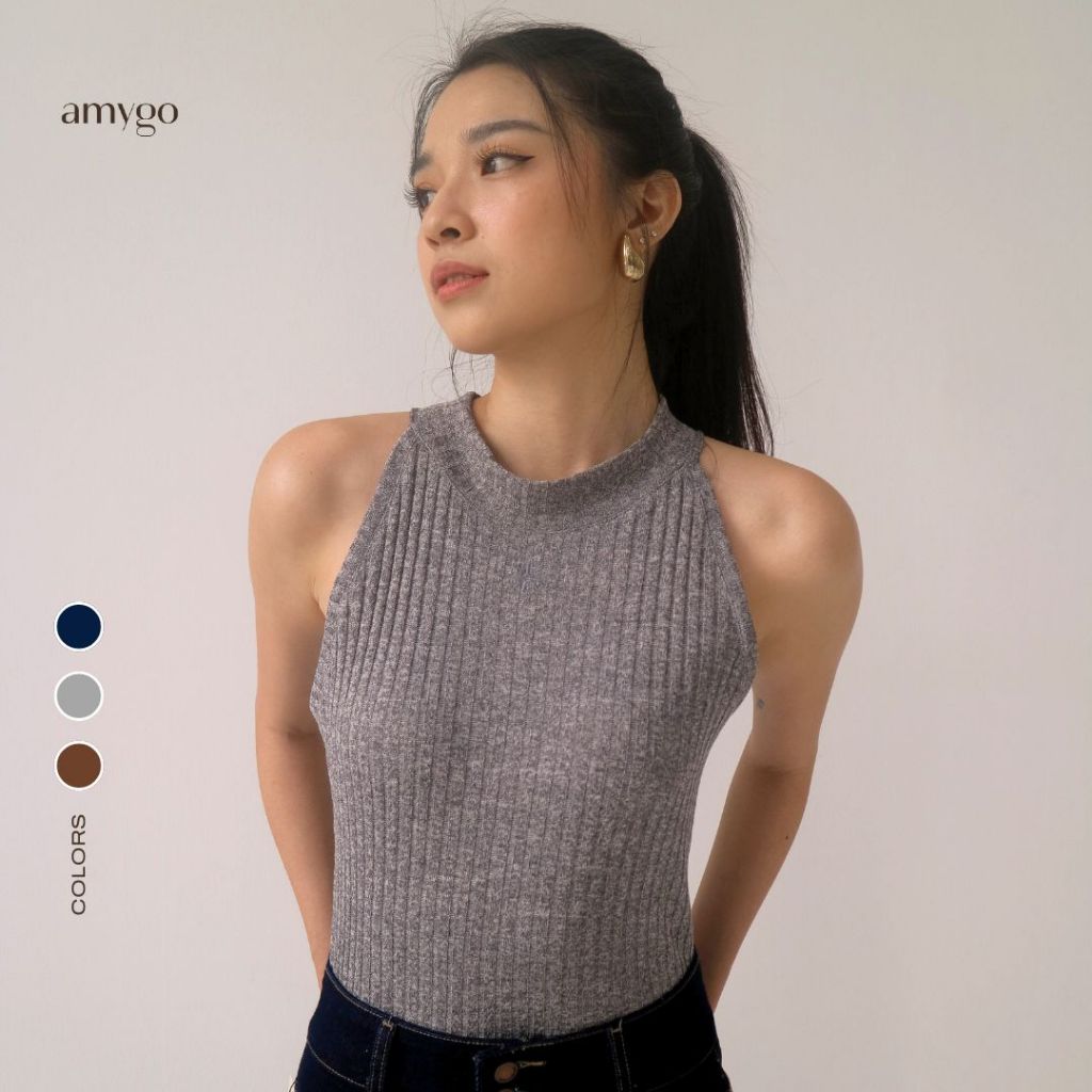 Jual Amygo Store - Anagram Knit Halter Tank | Shopee Indonesia