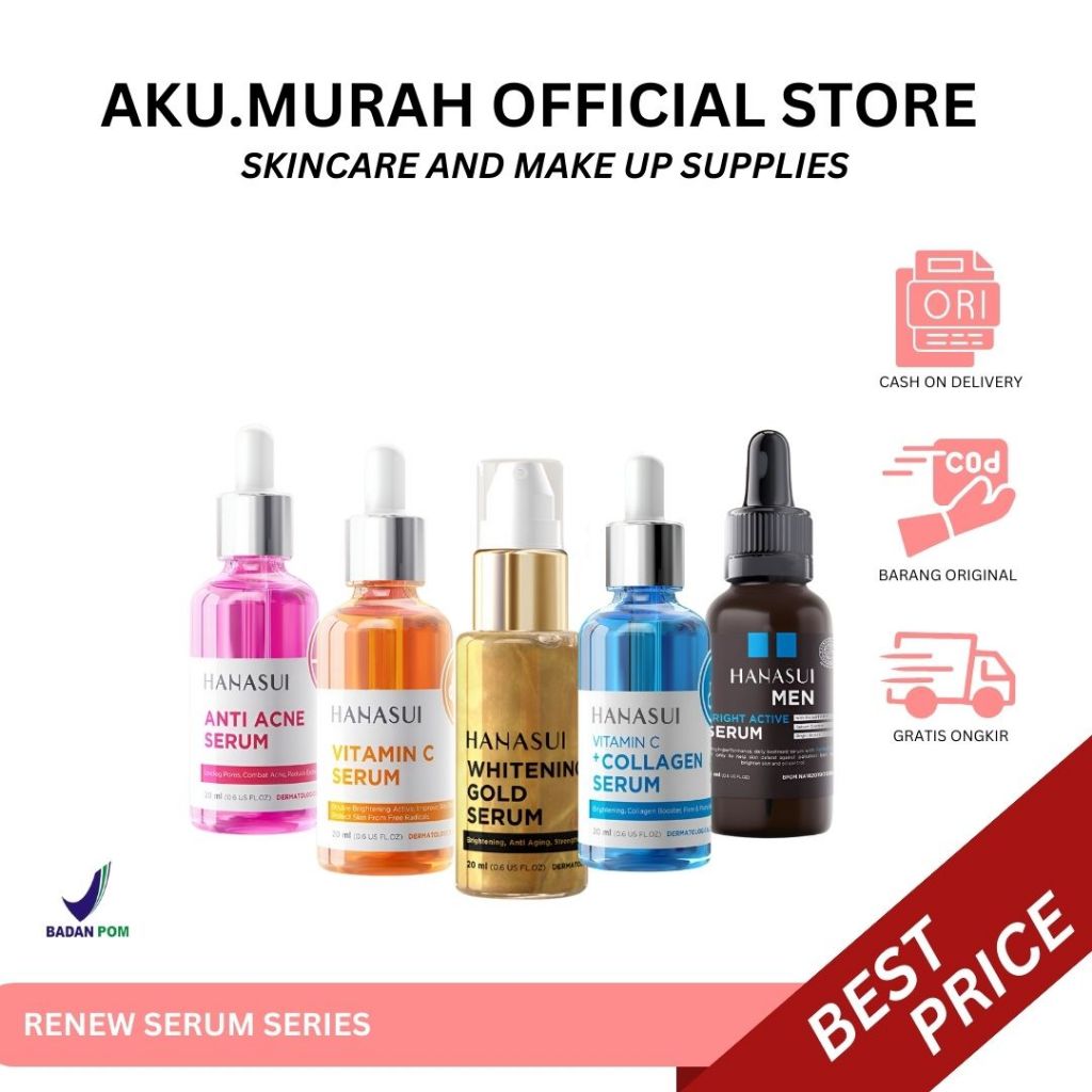 Jual HANASUI SERUM SERIES 20ML / GOLD / VIT C / ANTI ACNE / VIT C ...