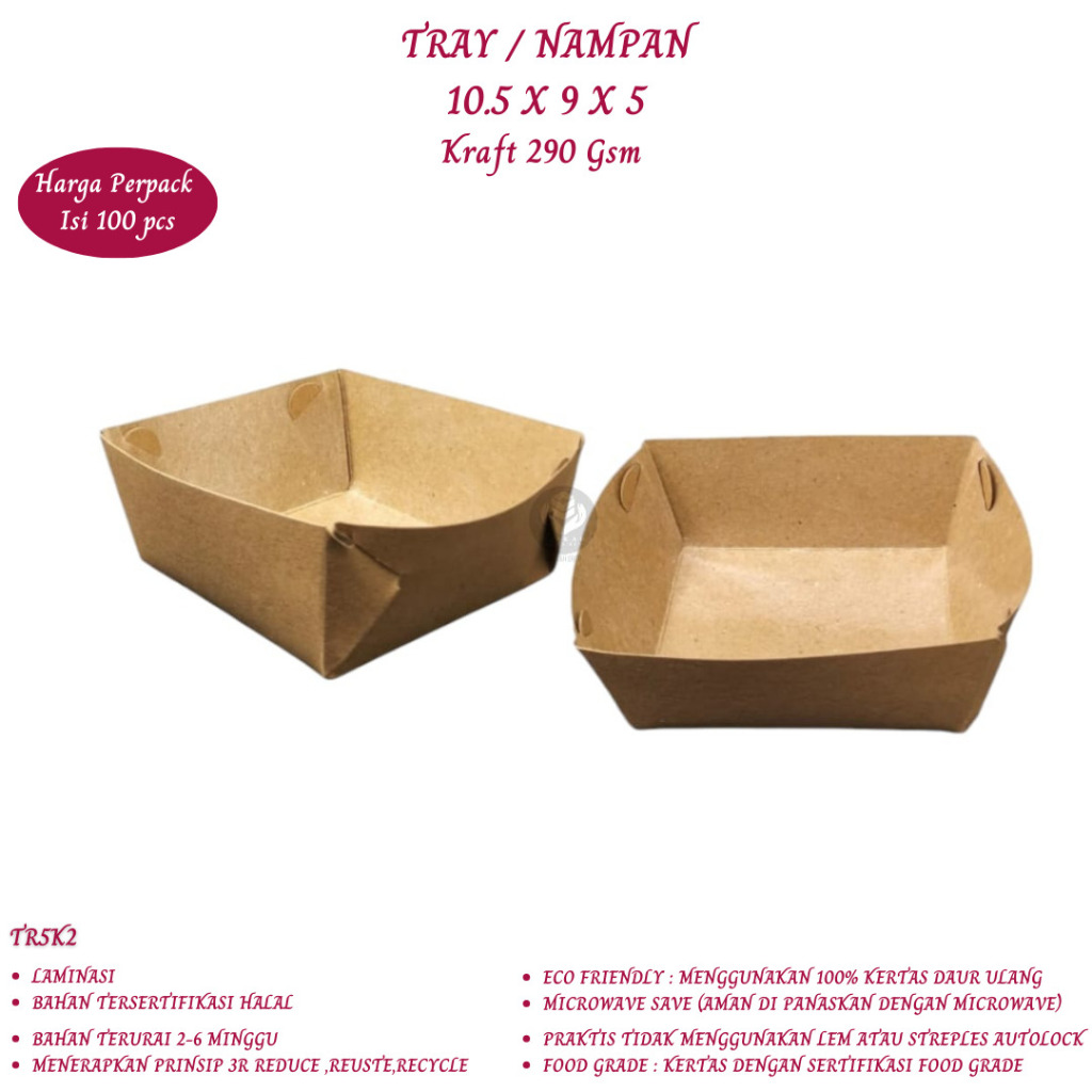 Jual Paper Tray Kertas Makanan Food Tray Wadah Kentang (Paket 100-TR5K2 ...