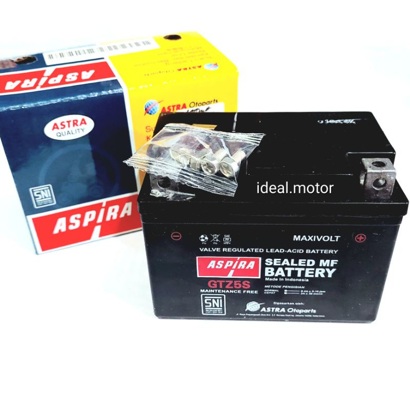 Jual Aki Motor Aspira Sealed MF GTZ5S 12V 3.5Ah | Shopee Indonesia
