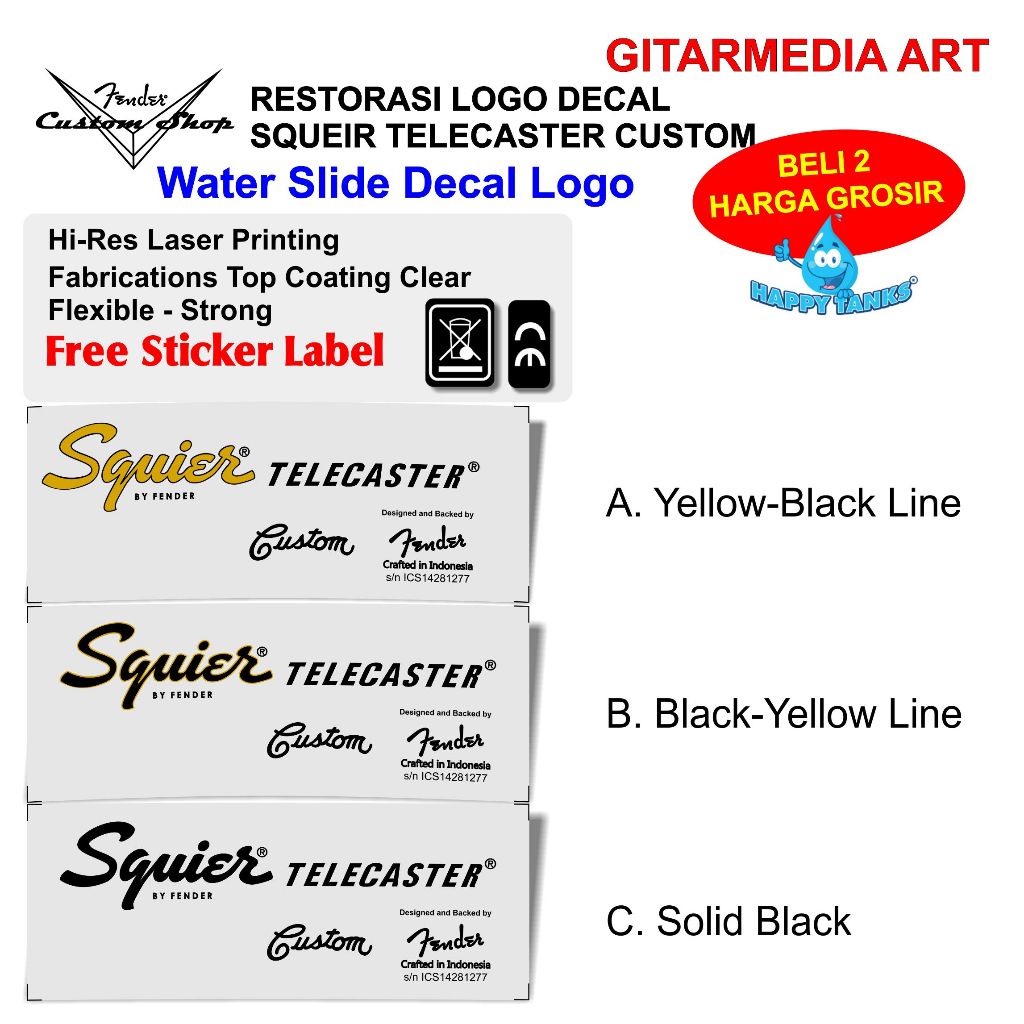 Jual logo squier telecaster by fender logo fender squier telecaster ...