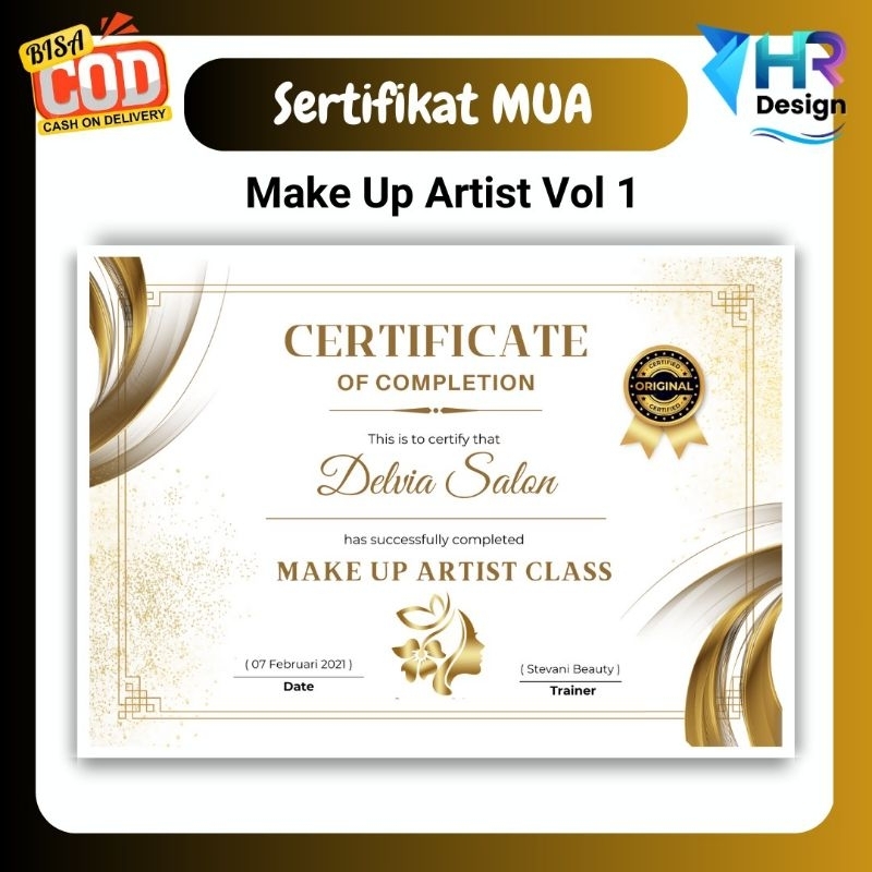 Jual Cetak Sertifikat Make Up Artist Vol 1 / Cetak Piagam Sertifikat ...