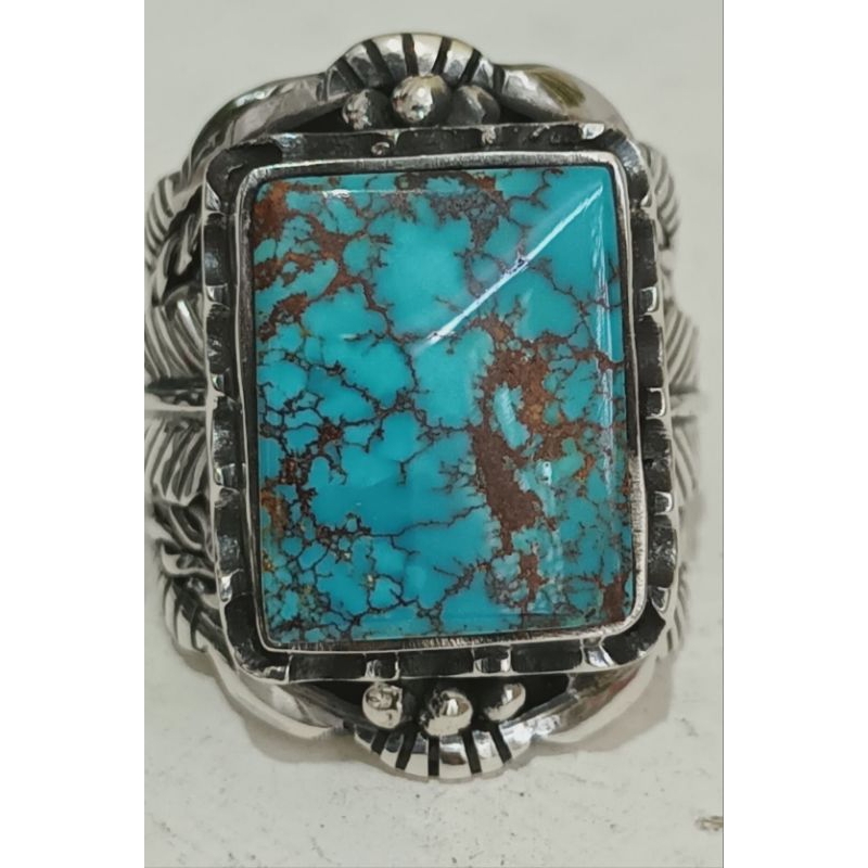 Jual natural persian turquoise pirus persia ring perak handmade tebal ...