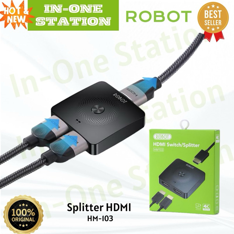 Jual ROBOT HDMI Switch & Splitter HM103 2 In 1 Out / 1 In 2 Out Bi ...